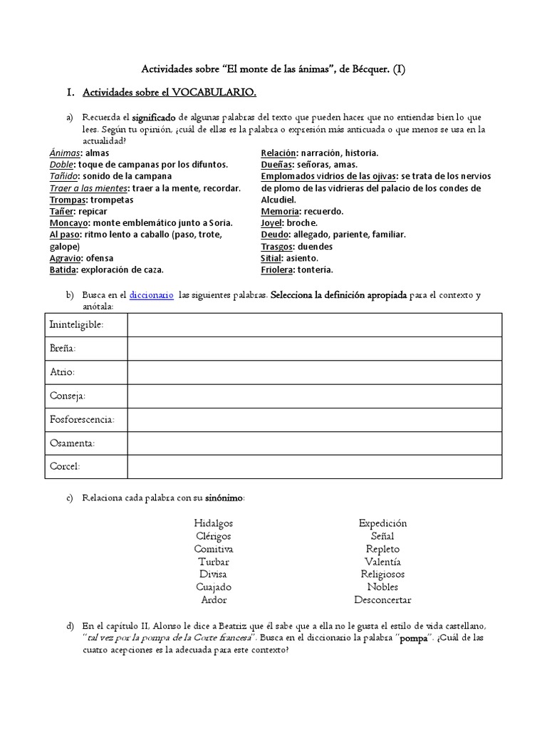 Actividades sobre "El monte de las ánimas" | PDF | Narrativa | Narración