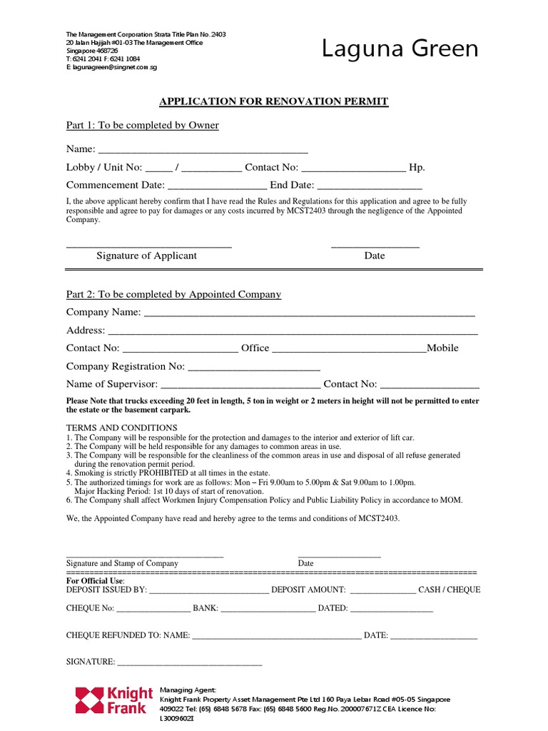 Renovation Permit Application Guidelines | PDF | Government | Business