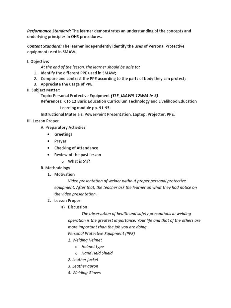 PPE Class Observation 2 | PDF | Personal Protective Equipment | Welding