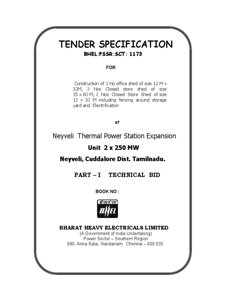 Tender Specification: Neyveli Thermal Power Station Expansion | PDF ...