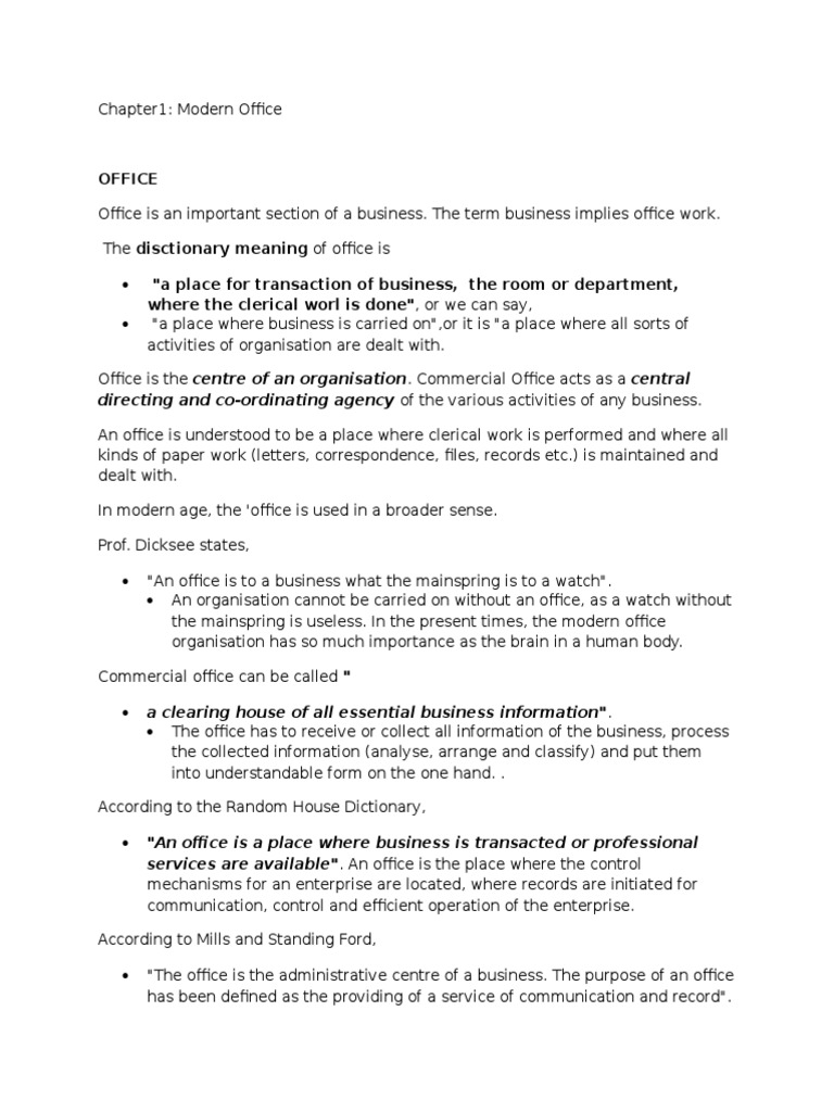 Chapter1introduction To Office Management | PDF | Information | Business