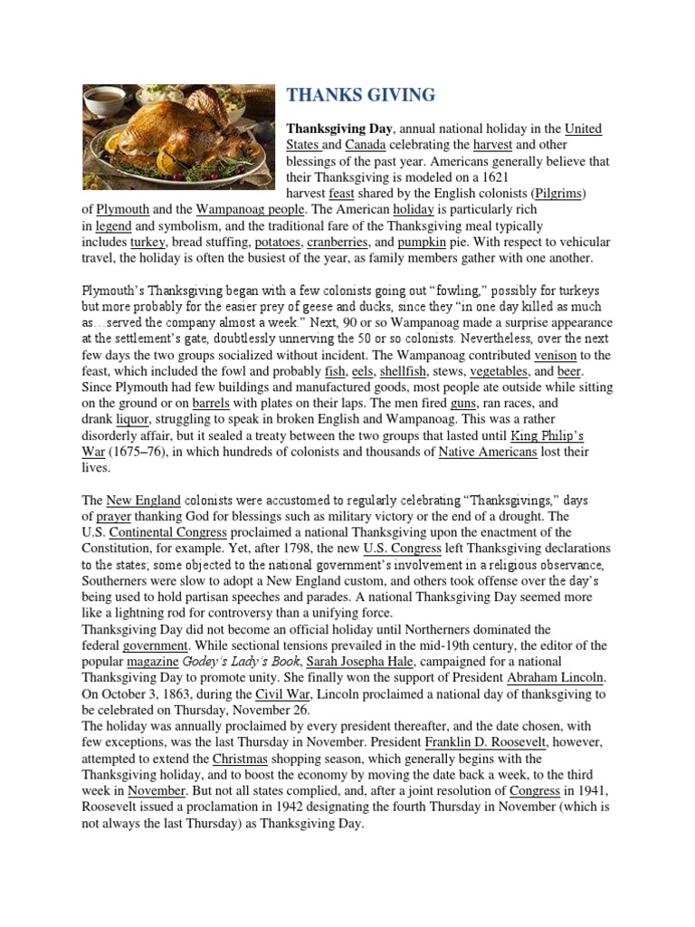 Thanks Giving: Thanksgiving Day, Annual National Holiday in The United ...