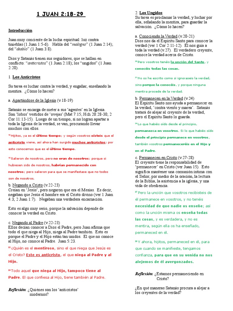 1 Juan 2 18 29 PDF Antecristo Cristo t tulo 