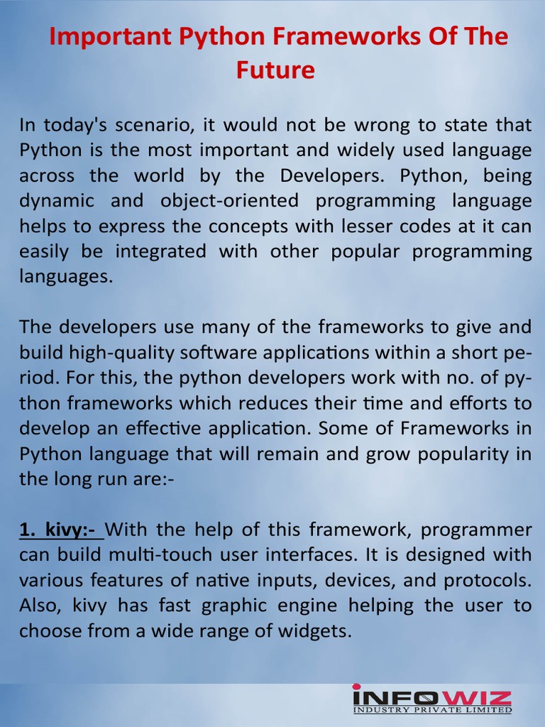 Important Python Frameworks of The Future | Download Free PDF | Python ...