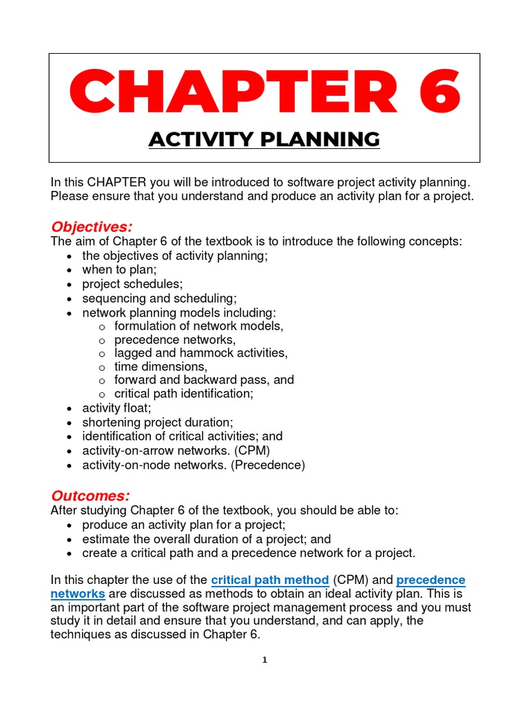Chapter 6 - Activity Planning | PDF