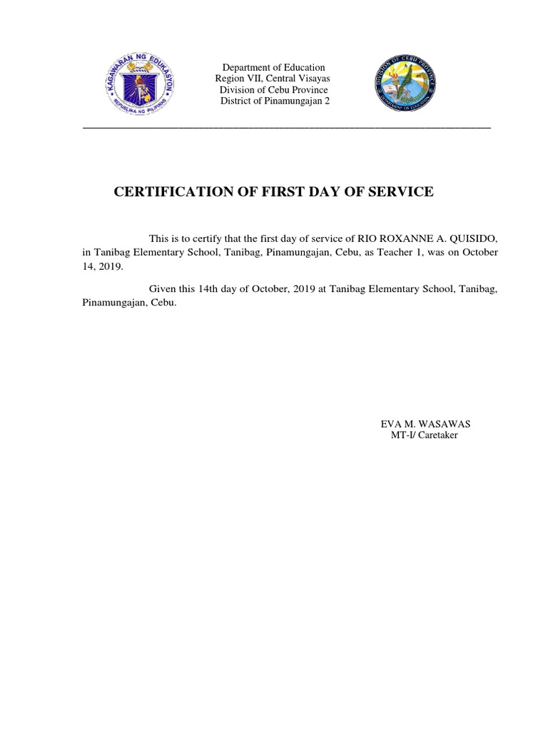 First Day of Service | PDF