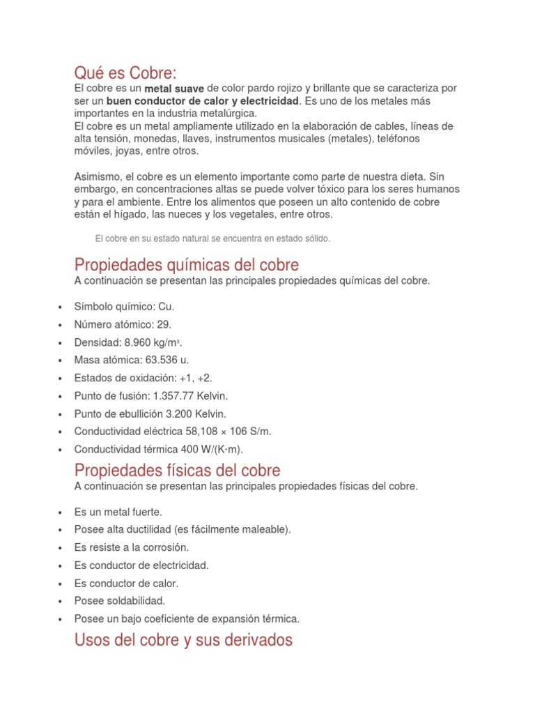 Qué Es Cobre | Descargar gratis PDF | Bronce | Cobre