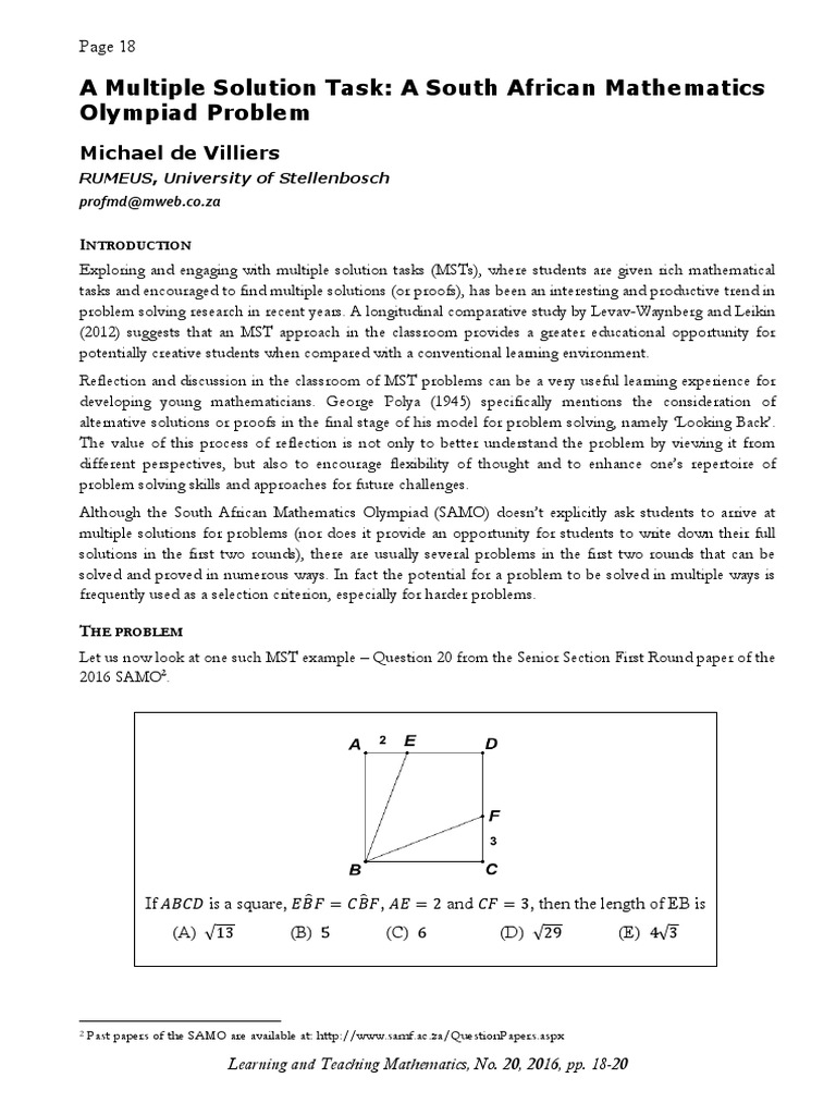 A Multiple Solution Task | PDF | Sine | Triangle