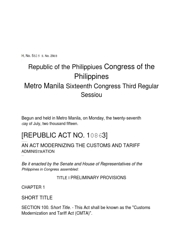 Cmta Ra10863-1 | PDF | Customs | Cargo