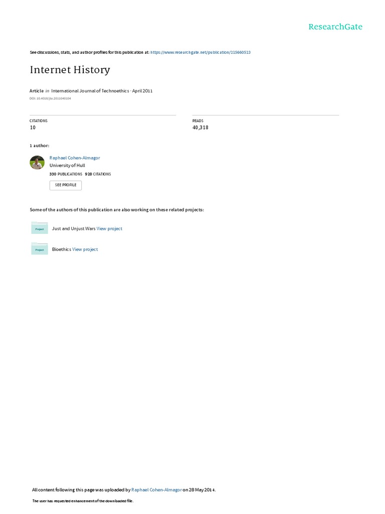 Internet History | PDF | Internet Protocol Suite | World Wide Web