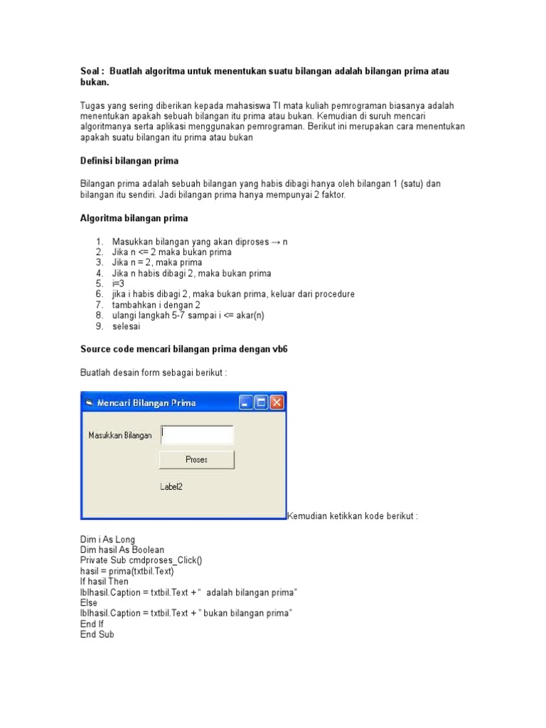 Algoritma Bilangan Prima | PDF