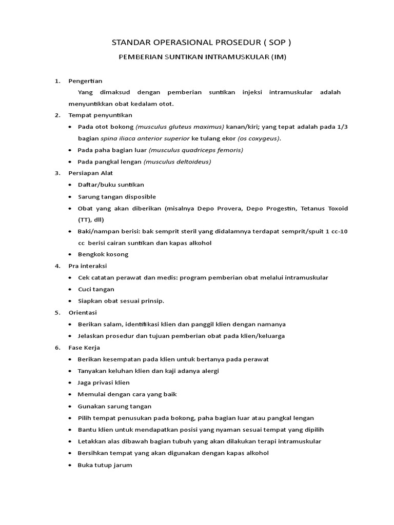 SOP Injeksi IM | PDF