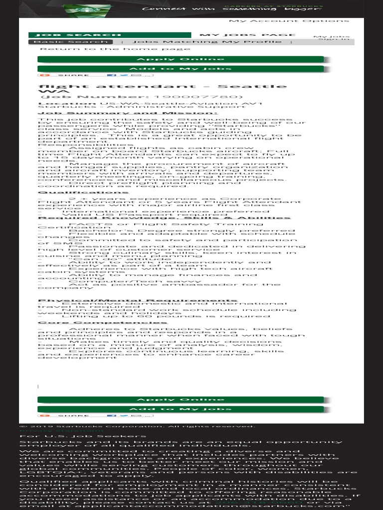 Starbucks Flight Attendant | PDF | Flight Attendant | Disability