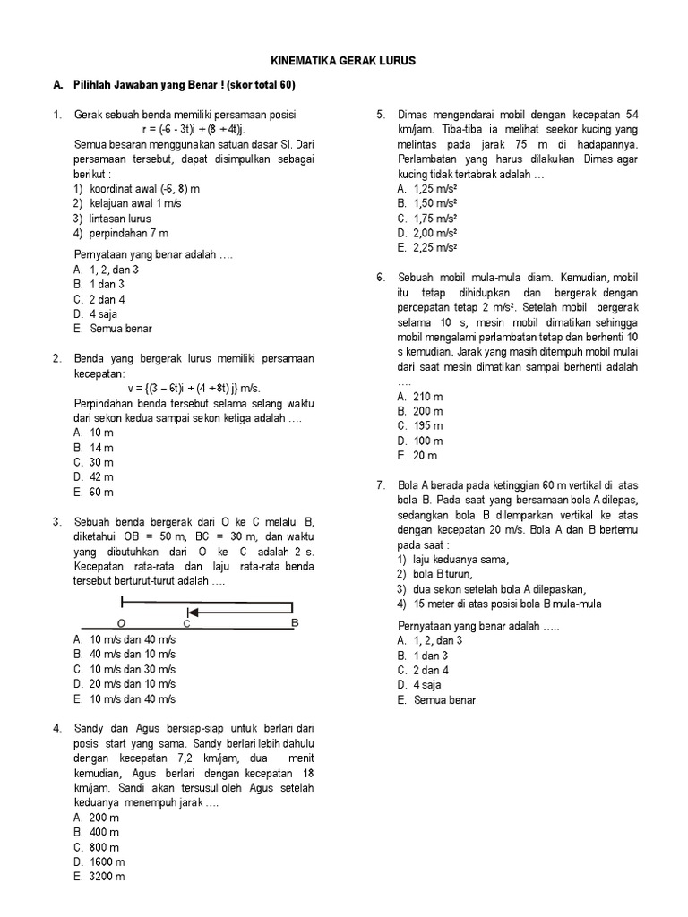 Uh Kinematika Gerak Lurus 1 | PDF