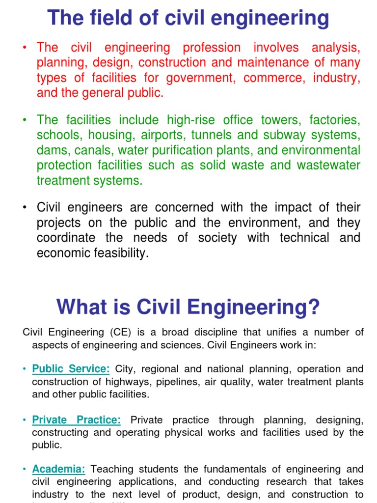 The Field of Civil Engineering | PDF | Civil Engineering | Fluid Mechanics