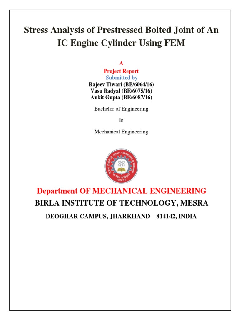 Prestressed Bolt & Joint | PDF | Finite Element Method | Screw