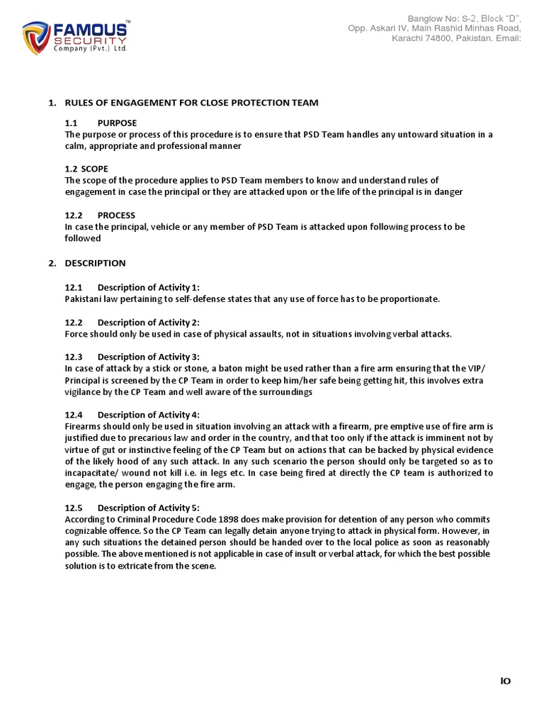 Rules of Engagement For Close Protection Team | PDF | Public Sphere ...