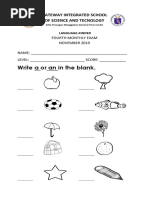 Kindergarten 1st Quarter Exam Paper | PDF