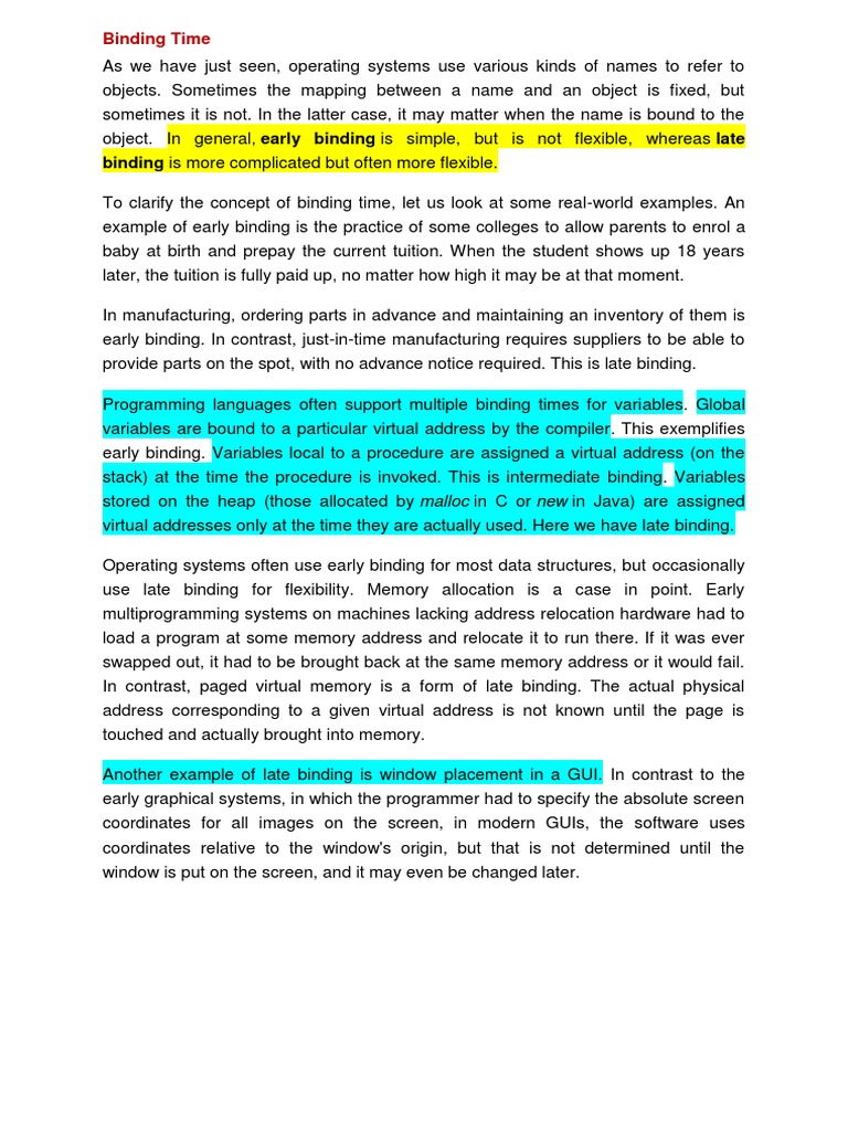 Early vs. Late Binding Explained | PDF