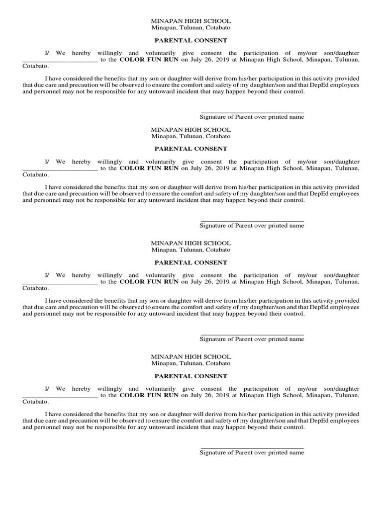 Color Fun Run Consent | PDF | Social Institutions | Social Science