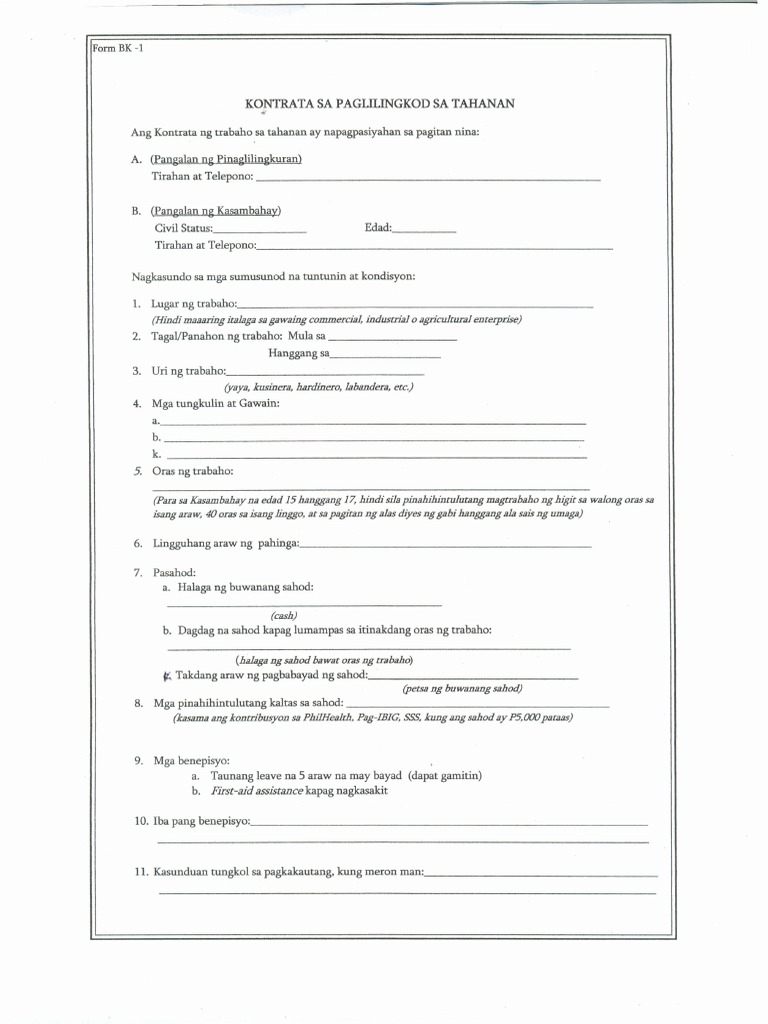 Kasambahay Contract | PDF