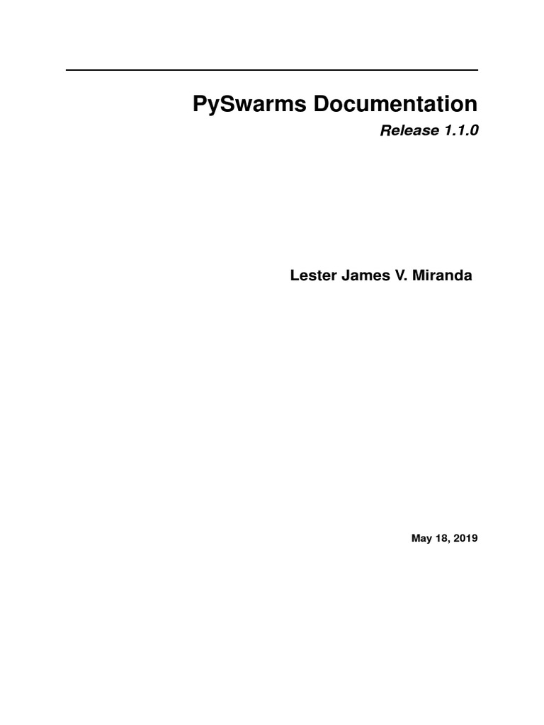 Pyswarms Documentation: Release 1.1.0 | PDF | Mathematical Optimization | Parameter (Computer ...