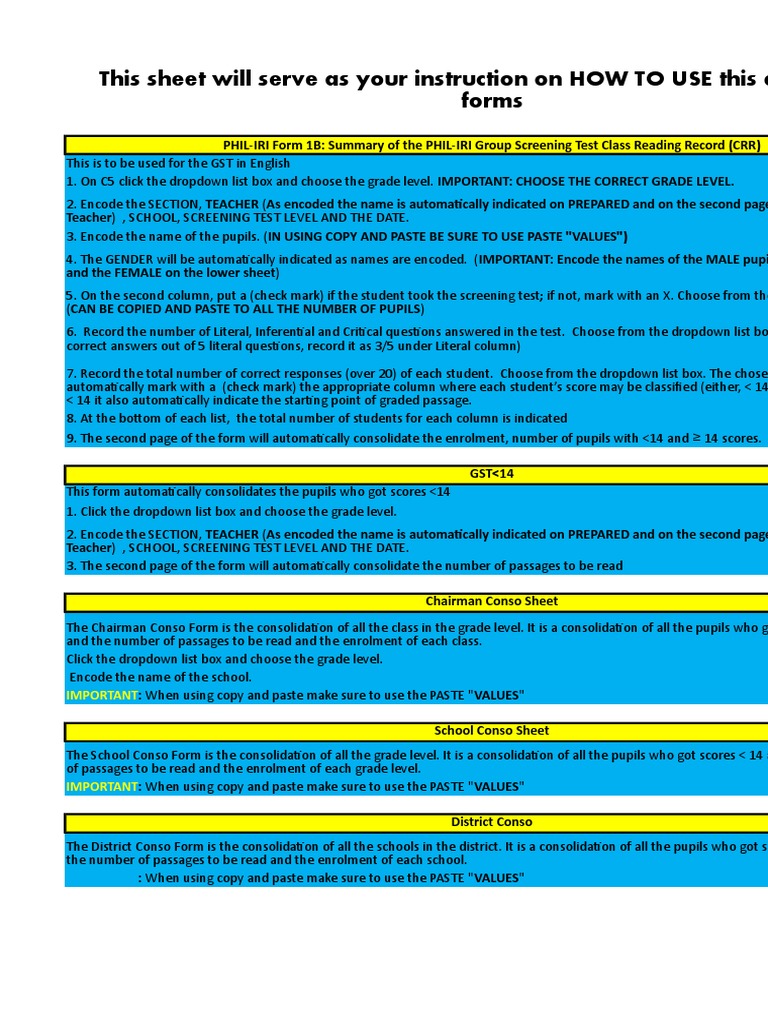 PHIL-IRI Group Screening Test Summary | PDF | Learning