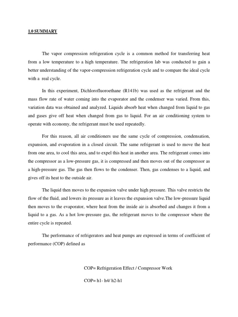 Thermo Exp Refrigeration Cycle Report | PDF | Heat Exchanger | Heating ...