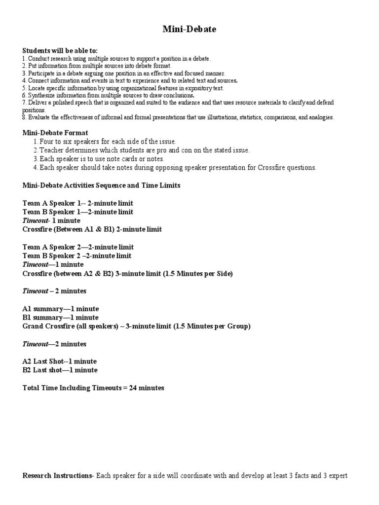 Mini-Debate Format | PDF | Argument | Evidence