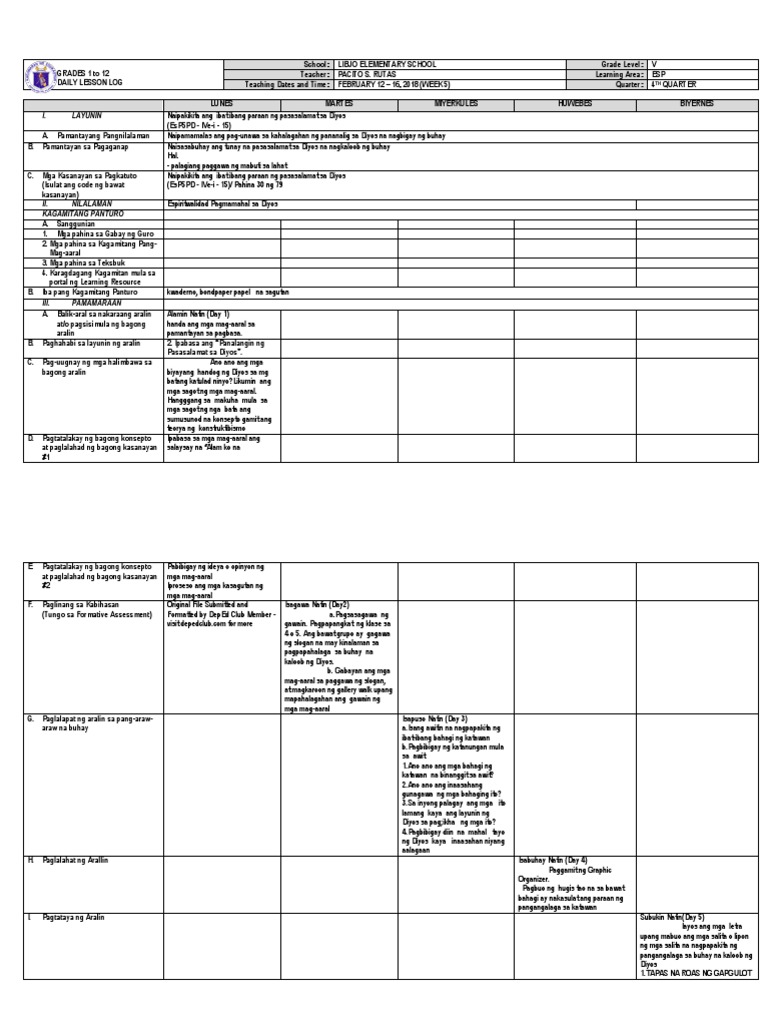 DLL - Esp 5 - Q4 - W5 | PDF