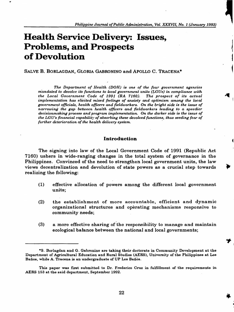 Devolution of Health Services in the Philippines | PDF | Health Care ...