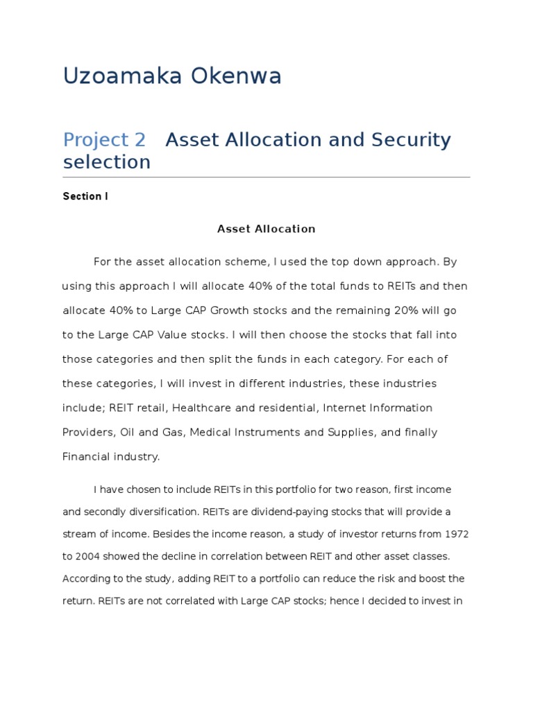 Security Selection and Asset Allocation | PDF | Real Estate Investment ...