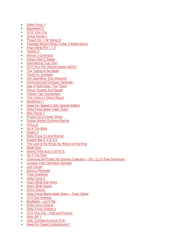 Games List | PDF | Video Games | Leisure