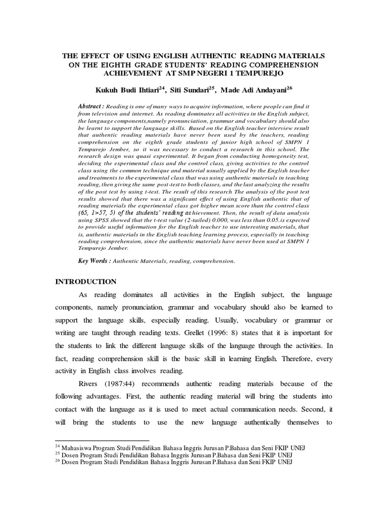 Abstract: Reading Is One of Many Ways To Acquire Information, Where ...