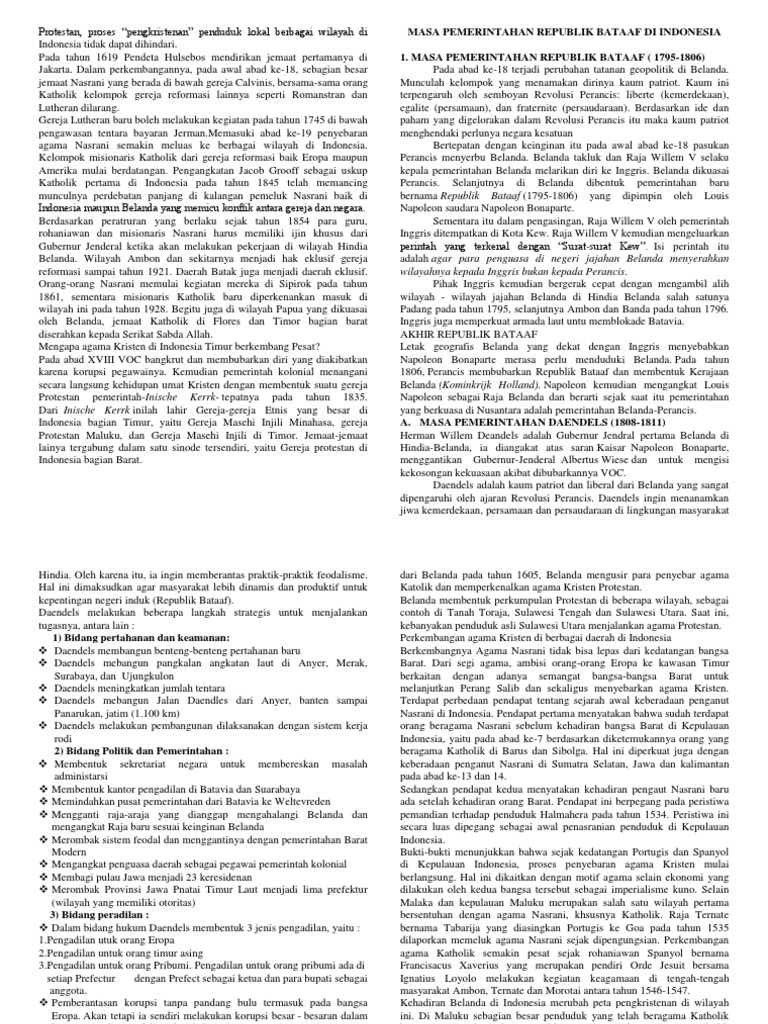 Masa Pemerintahan Republik Bataaf Di Indonesia | PDF