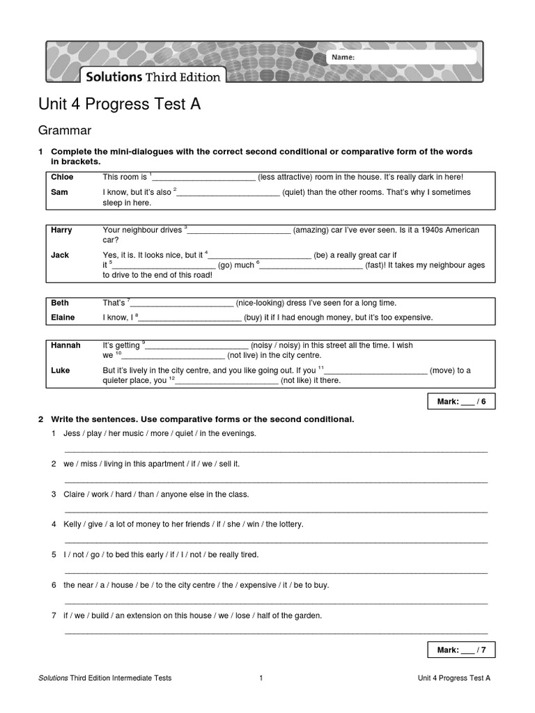 Solutions Pre Unit 4 A | PDF | Bedroom