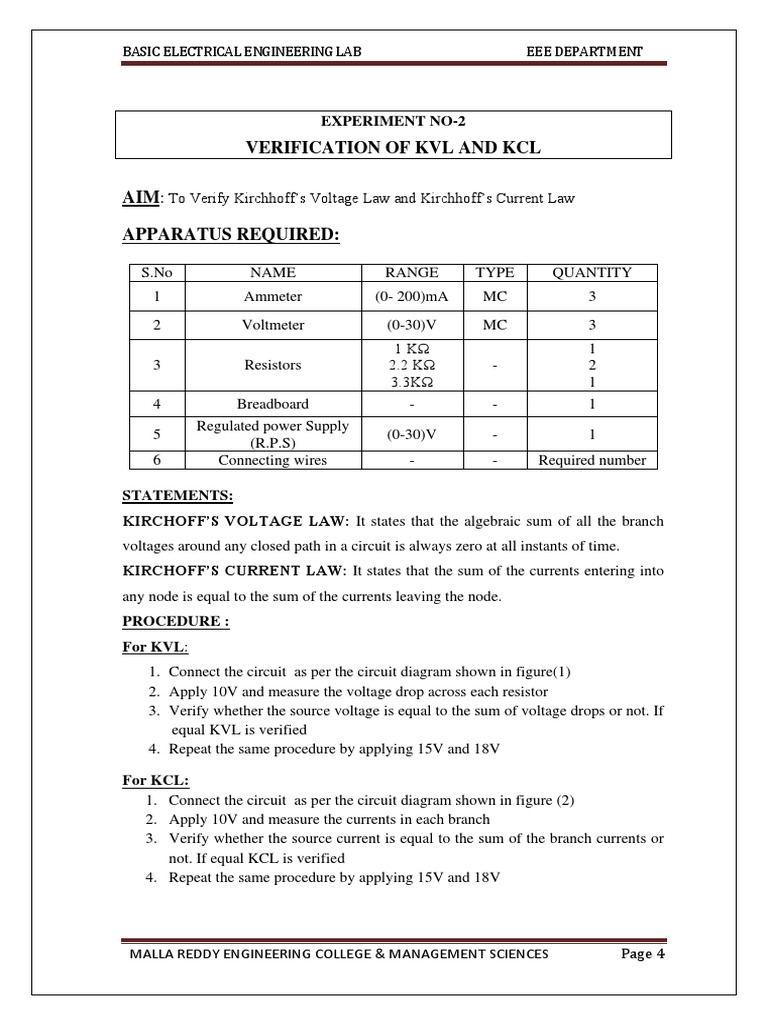 Verification of KVL and KCL | PDF | Voltage | Electrical Network