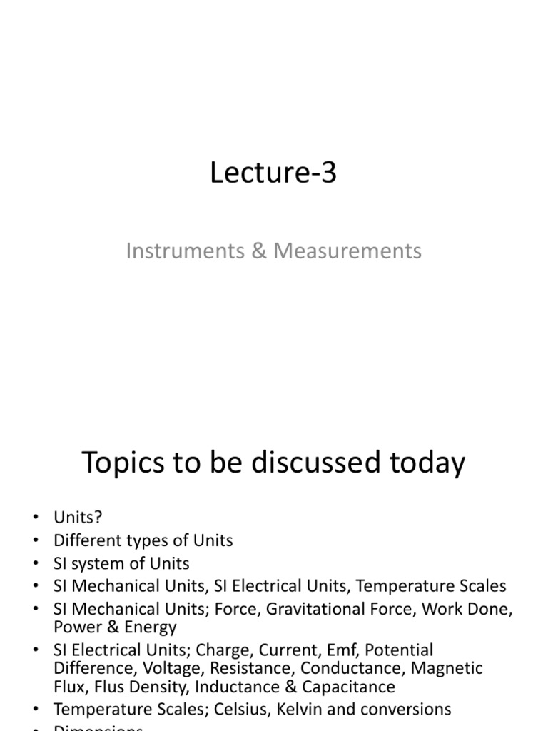 Lecture-3: Instruments & Measurements | PDF | Volt | International ...