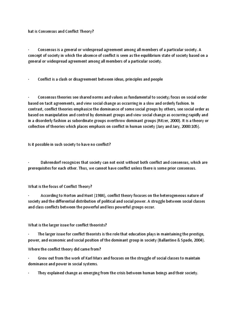 Consensus vs. Conflict Theory Explained | PDF | Class Conflict | Social ...