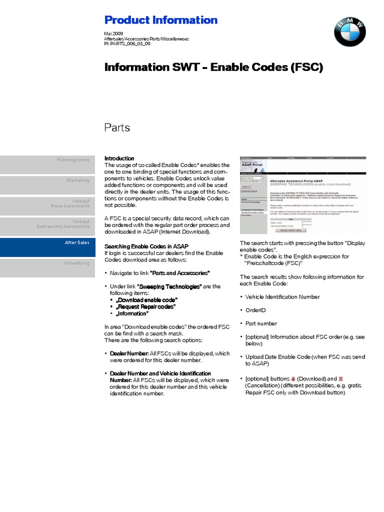 BMW FSC Enable Codes | PDF | Digital Technology | Software