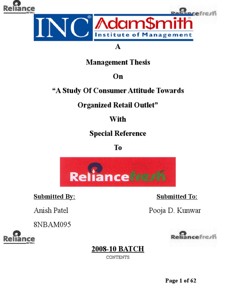 Consumer Attitudes Toward Organized Retail | PDF | Retail | Business