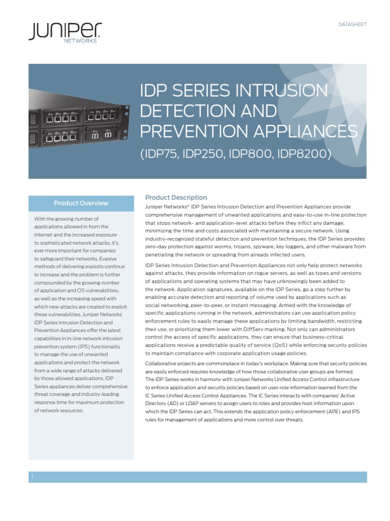 Idp Series Intrusion Detection and Prevention Appliances: (IDP75 ...