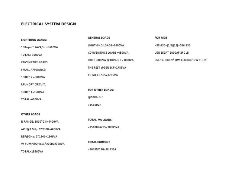 Electrical System Design | PDF