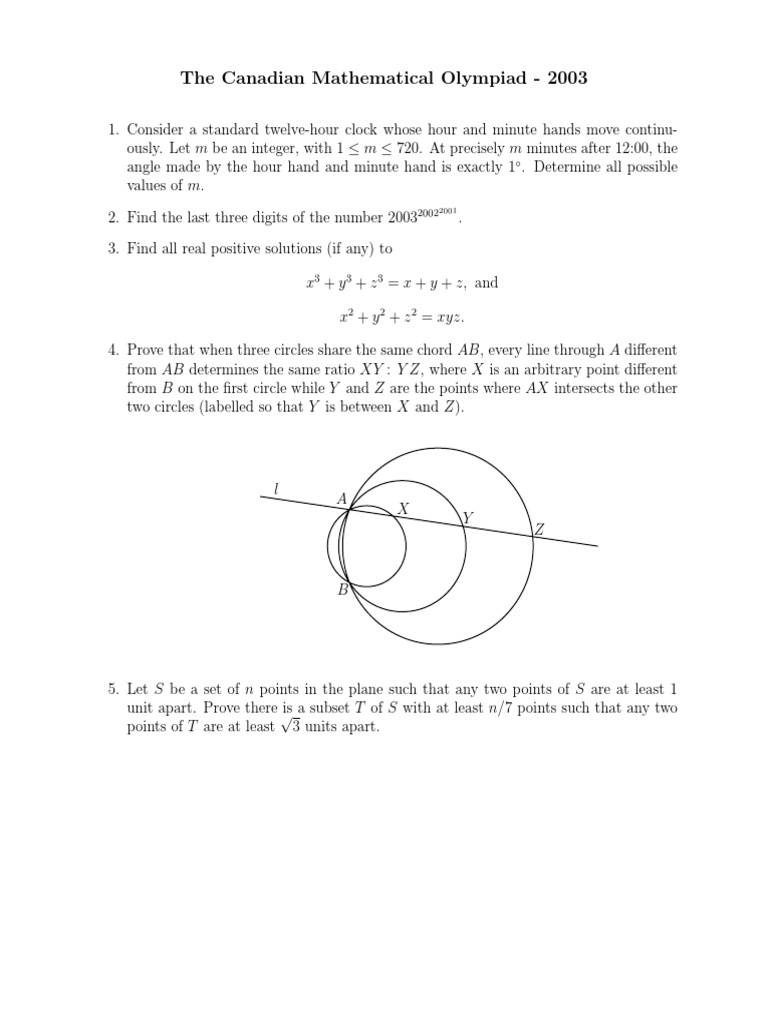 The Canadian Mathematical Olympiad - 2003 | PDF