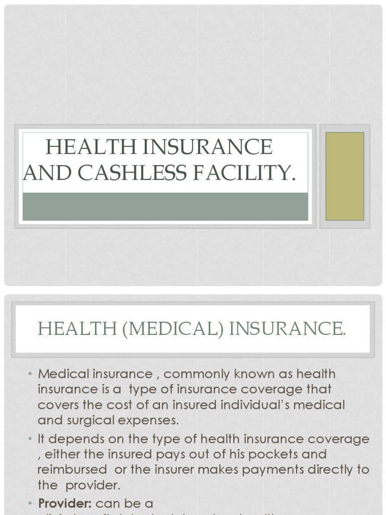 Health Insurance and Cashless Facility | PDF