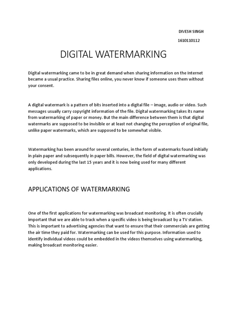 Digital Watermarking | PDF | Multimedia | Media Technology
