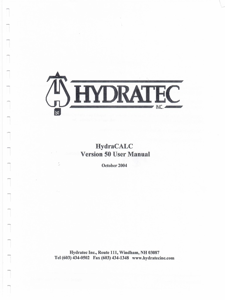 HydraCalc Manual | PDF