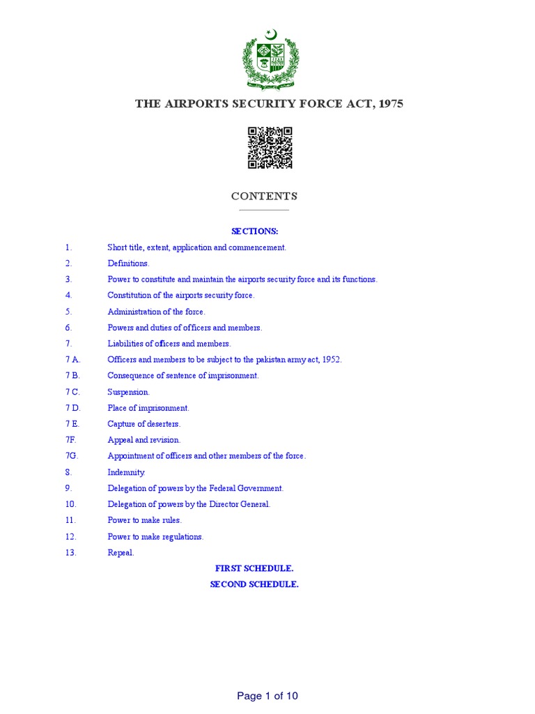Asf Act, 1975 | PDF | Police Officer | Airport