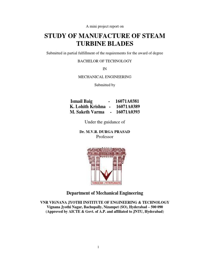 Manufacturing Process and Design Considerations of Steam Turbine Blades ...