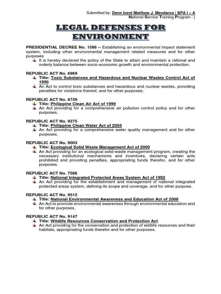 Legal Defenses For Environment | PDF
